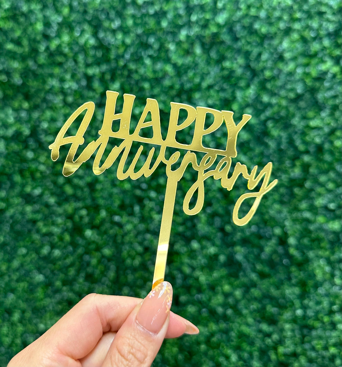 Happy Anniversary Gold Acrylic Cake Topper – Bean and Butter