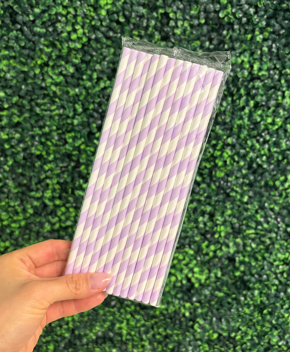 Lavender Stripe Paper Straws – Bean and Butter