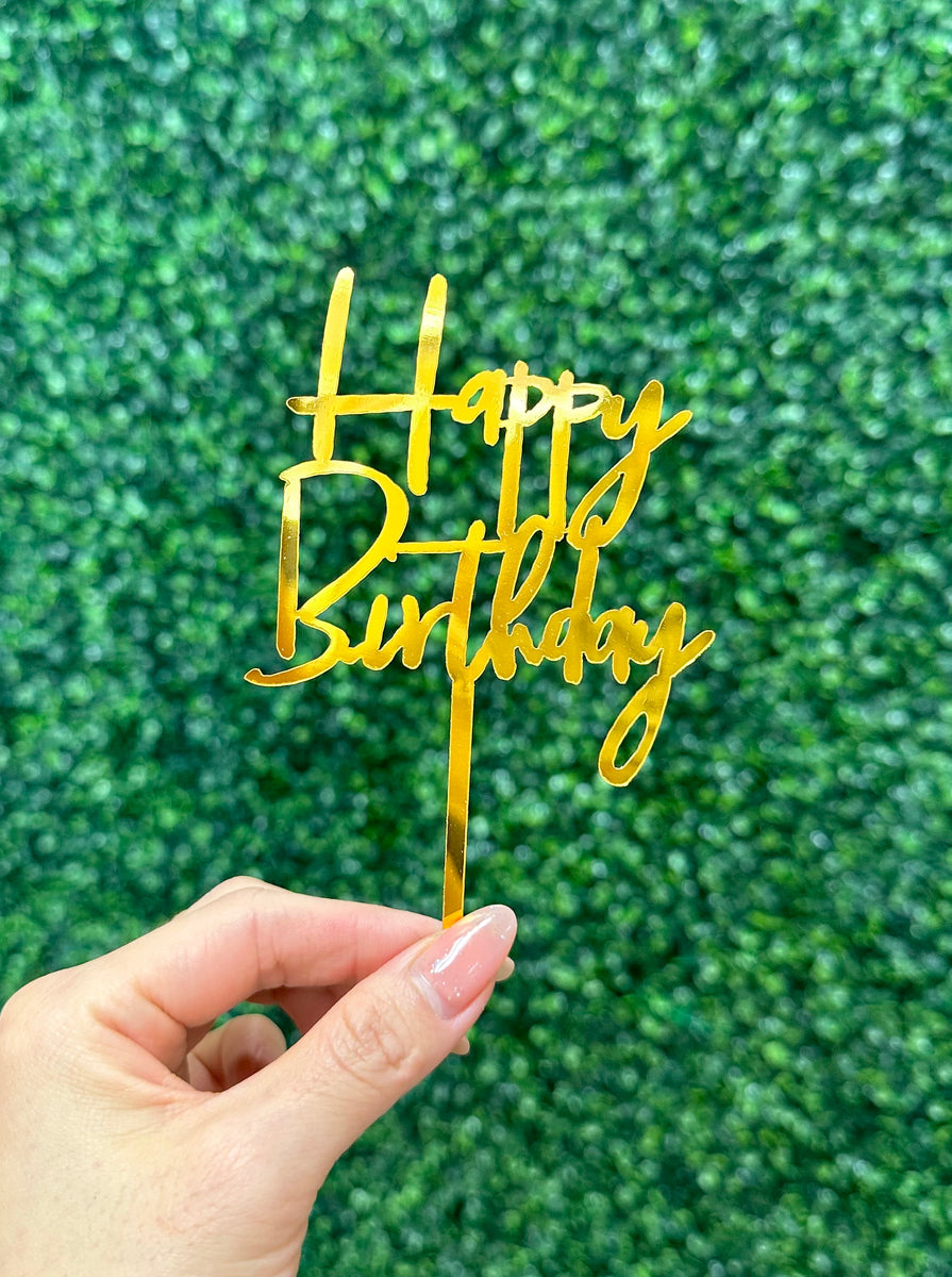 Gold Script Happy Birthday Cake Topper – Bean and Butter