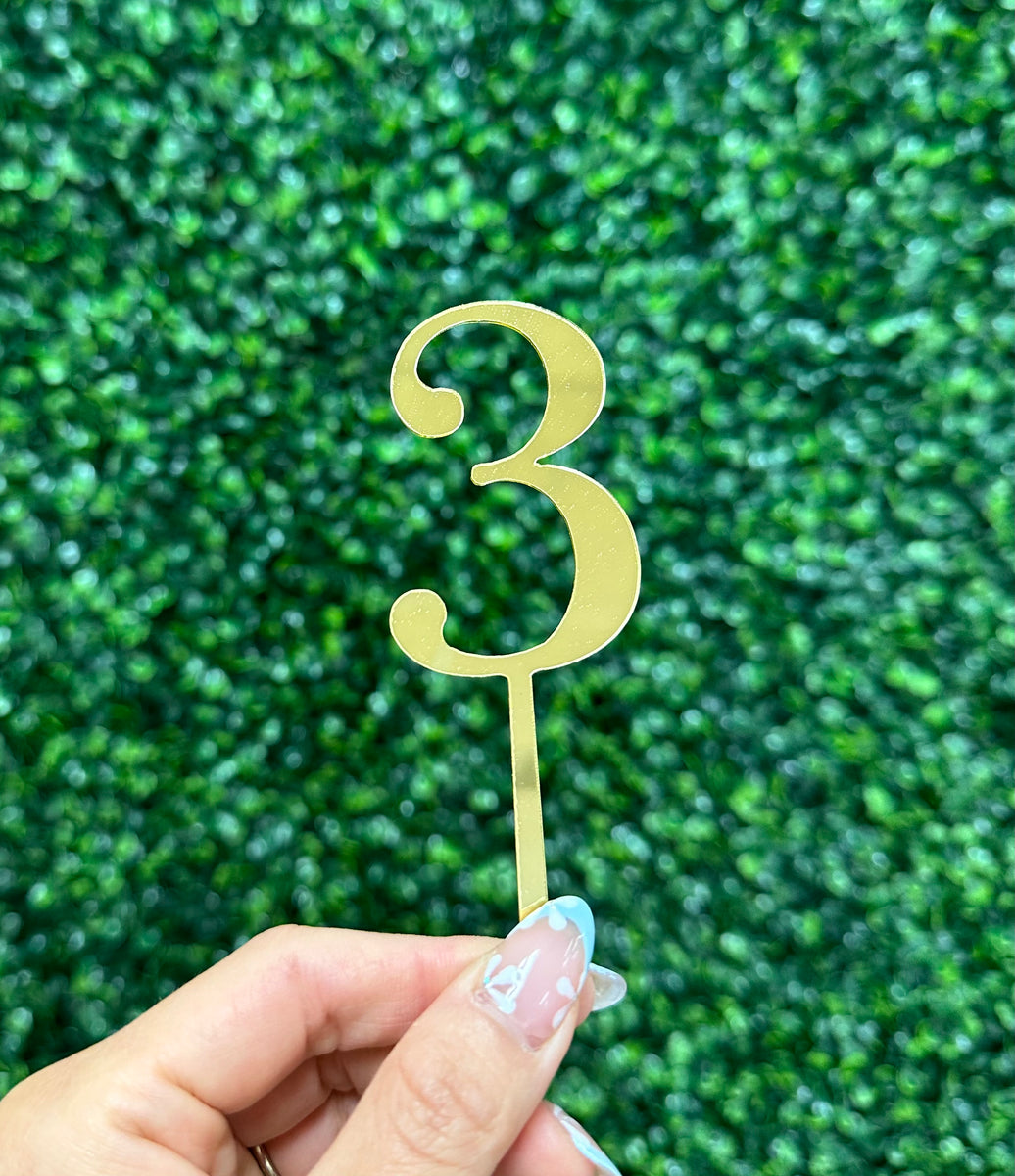 #3 Gold Acrylic Cake Topper – Bean and Butter