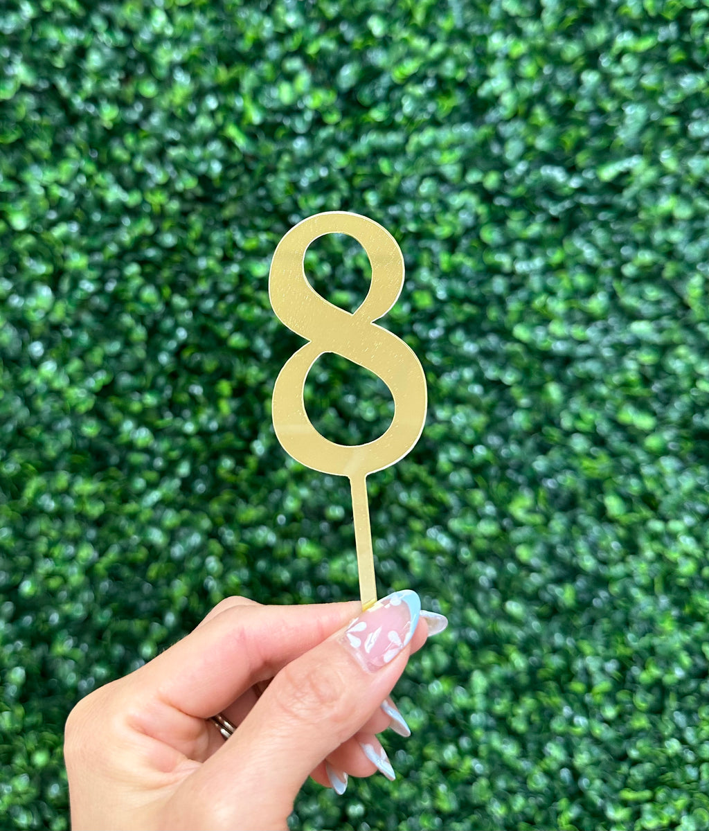 #8 Gold Acrylic Cake Topper – Bean and Butter