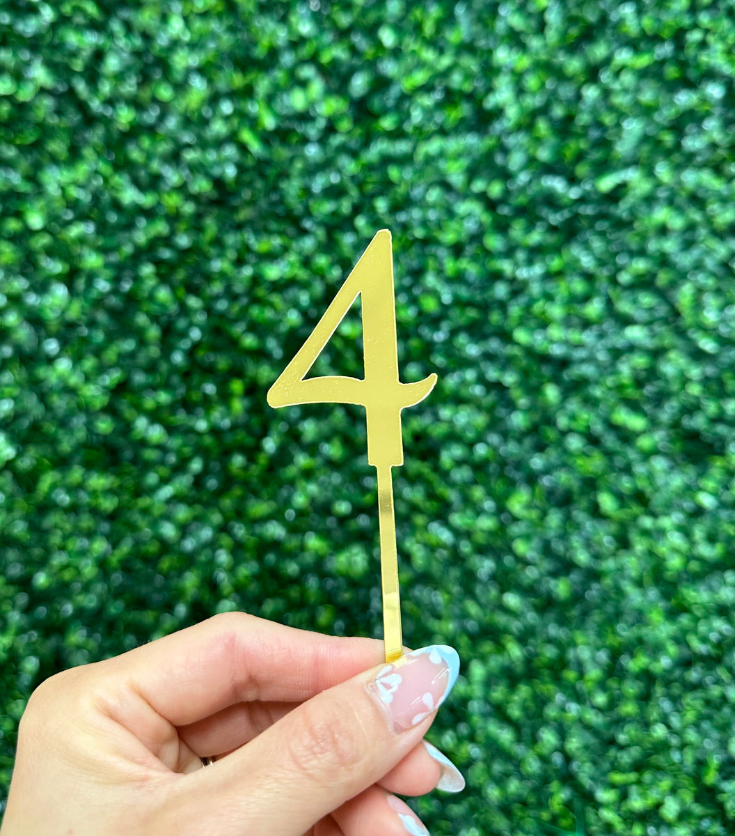 #4 Gold Acrylic Cake Topper – Bean and Butter